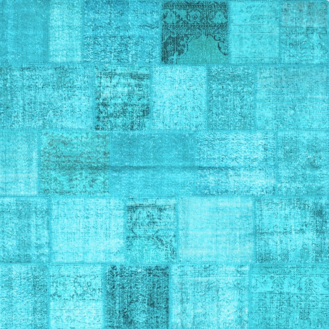 Ahgly Company Indoor Square Patchwork Light Blue Transitional Area Rugs ...