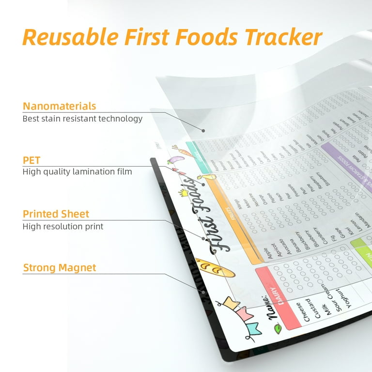 Fridge Magnet Planner Baby First Foods Tracker - 11.8x7.9 Inch Magnetic ...