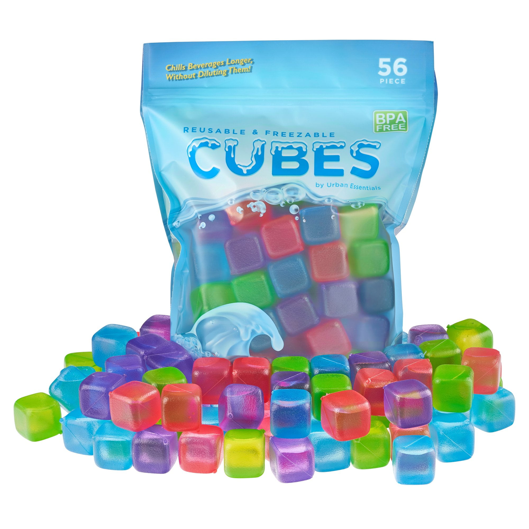 Urban Essentials Reusable Ice Cubes - Quick Freeze Colorful Plastic ...