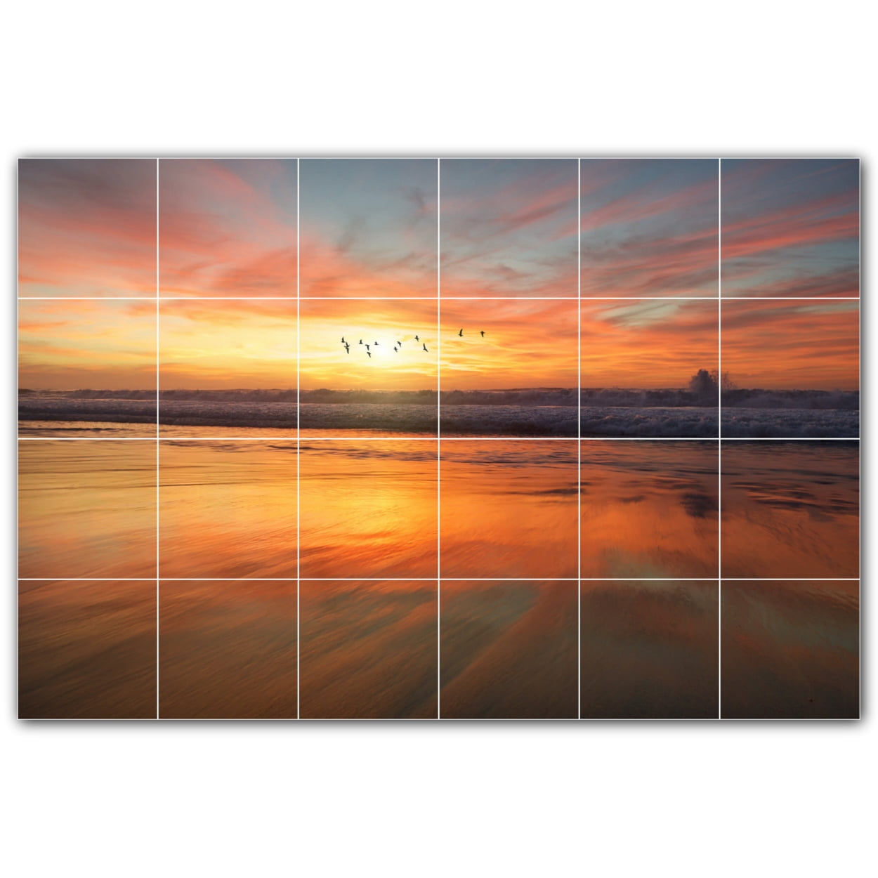 Picture-Tiles.com: Sunset Ceramic Tile Wall Mural WAL500971-64L. 48"W x ...