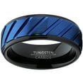 Metal Masters Tungsten Carbide Black and Blue Wedding band Engagement Ring with Grooved Raised ...