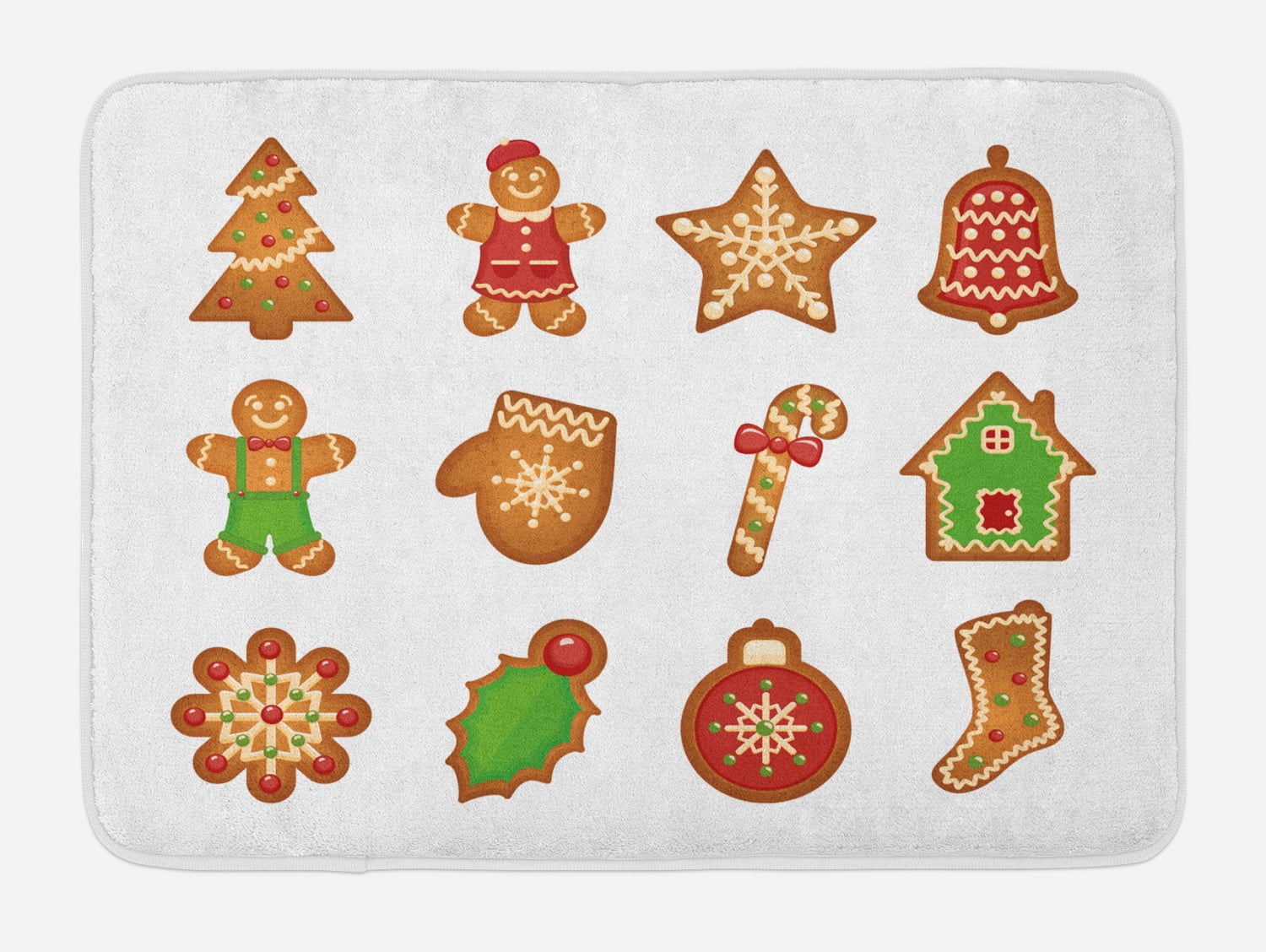 Gingerbread Man Bath Mat, Various Biscuits in Different Shapes ...