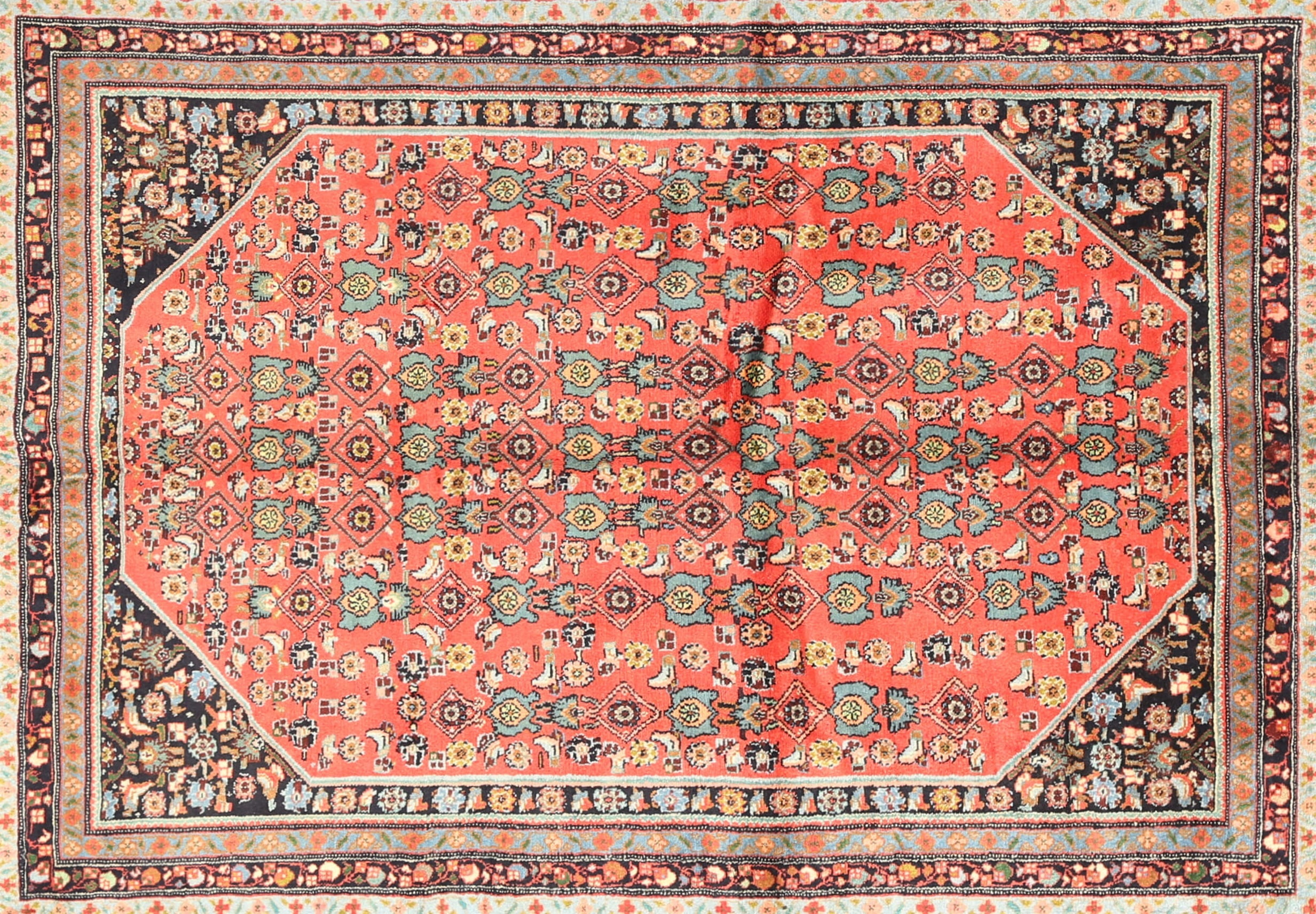 Ahgly Company Indoor Rectangle Traditional Fire Brick Red Persian Area ...
