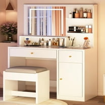 Raffle Pinker Makeup Vanity Desk Dressing Table with 4 Drawers,Storage ...