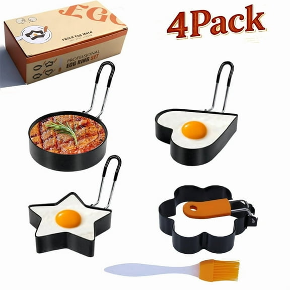 LUCKWEO 10pcs Egg Cooker Rings, Stainless Steel Molds with Handle ...