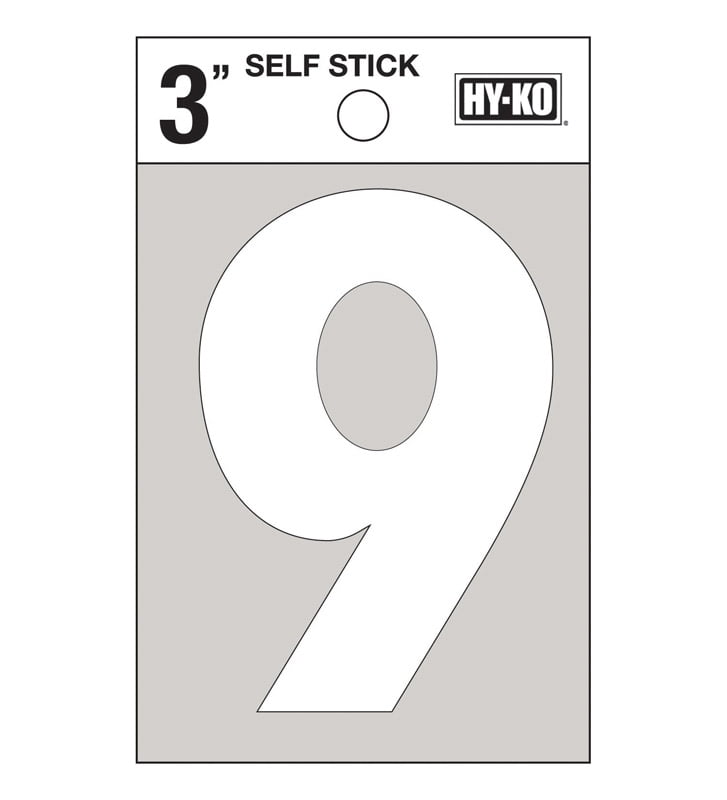 Hy-Ko 3" Vinyl Die-Cut Number 9 Boat Sticker, White - Walmart.com
