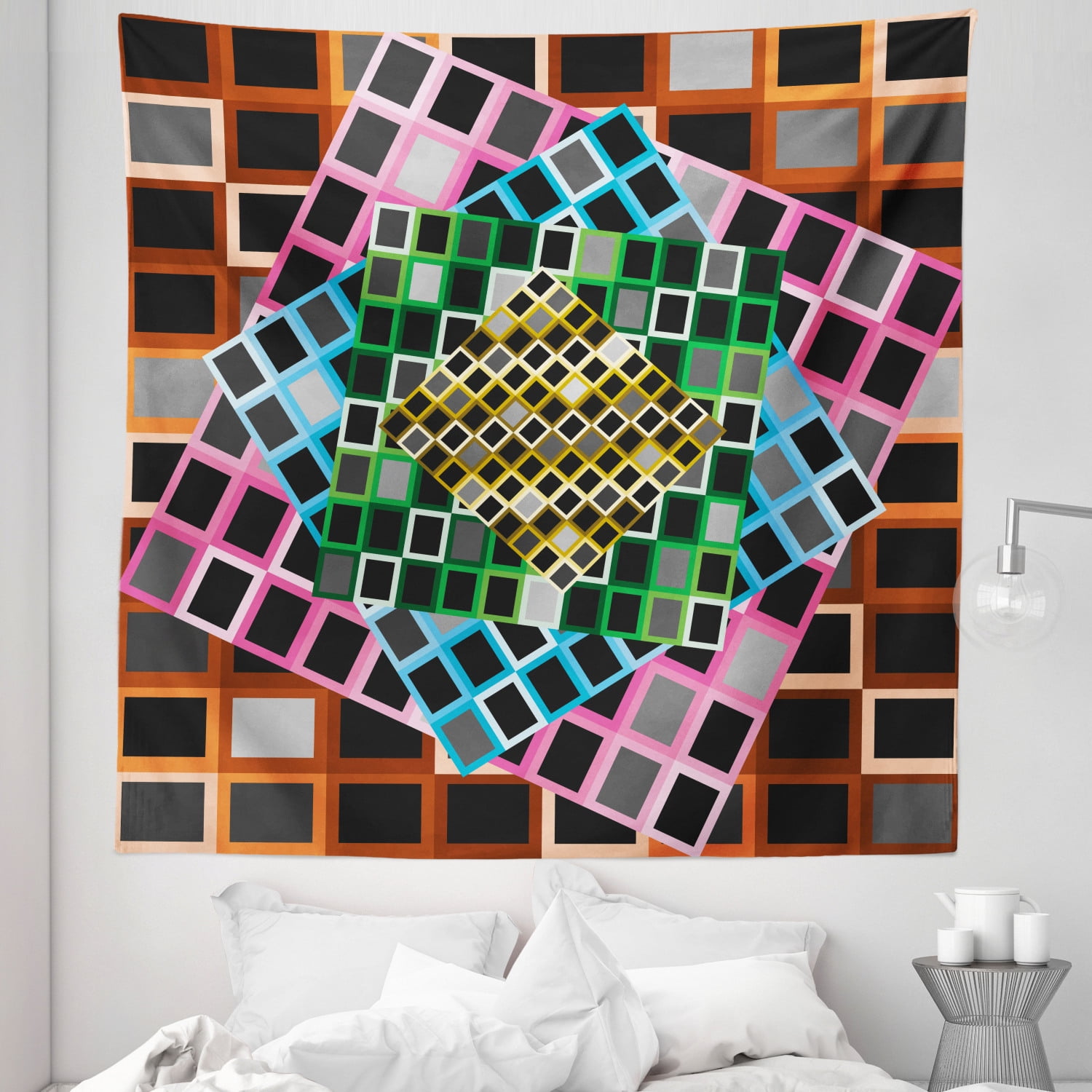 Geometric Tapestry, Colorful Squares Framework Abstract Style Modern ...