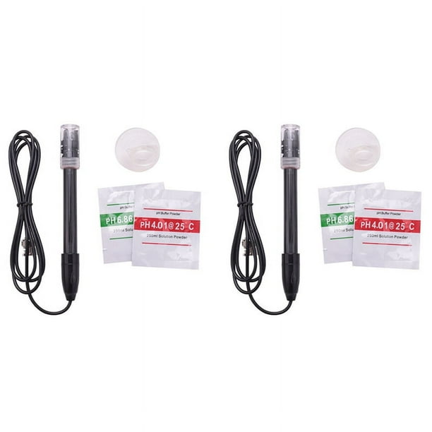 2Pcs Ph-201 Electrodo de Laboratorio Negro Electrodo Sensor Conector Sonda Ph Compuesto ...