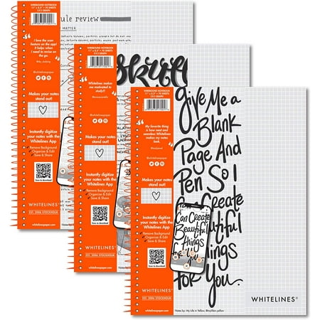 Roaring Spring 3-Pack Whitelines Premium 5x5 Graph Ruled Spiral ...