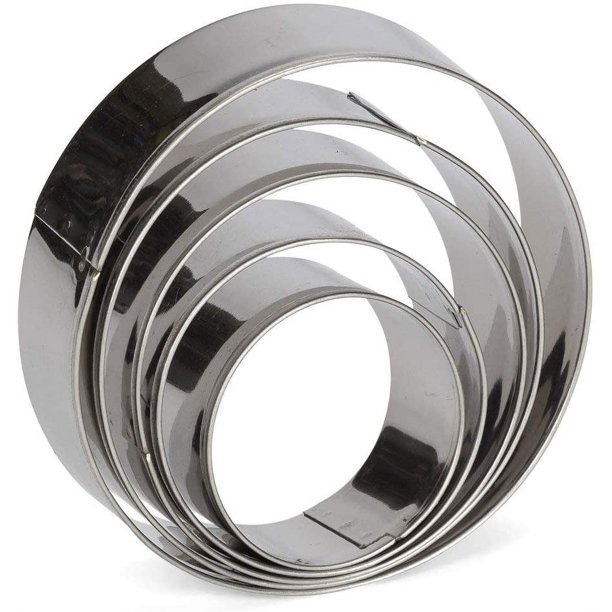 5 Piece Stainless Steel Round Cookie Cutter Set, Biscuit Plain Edge ...