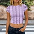 CHUMUD Womens Summer Tops Polka Dot Crop Top, Form-Fitting Short Sleeve ...