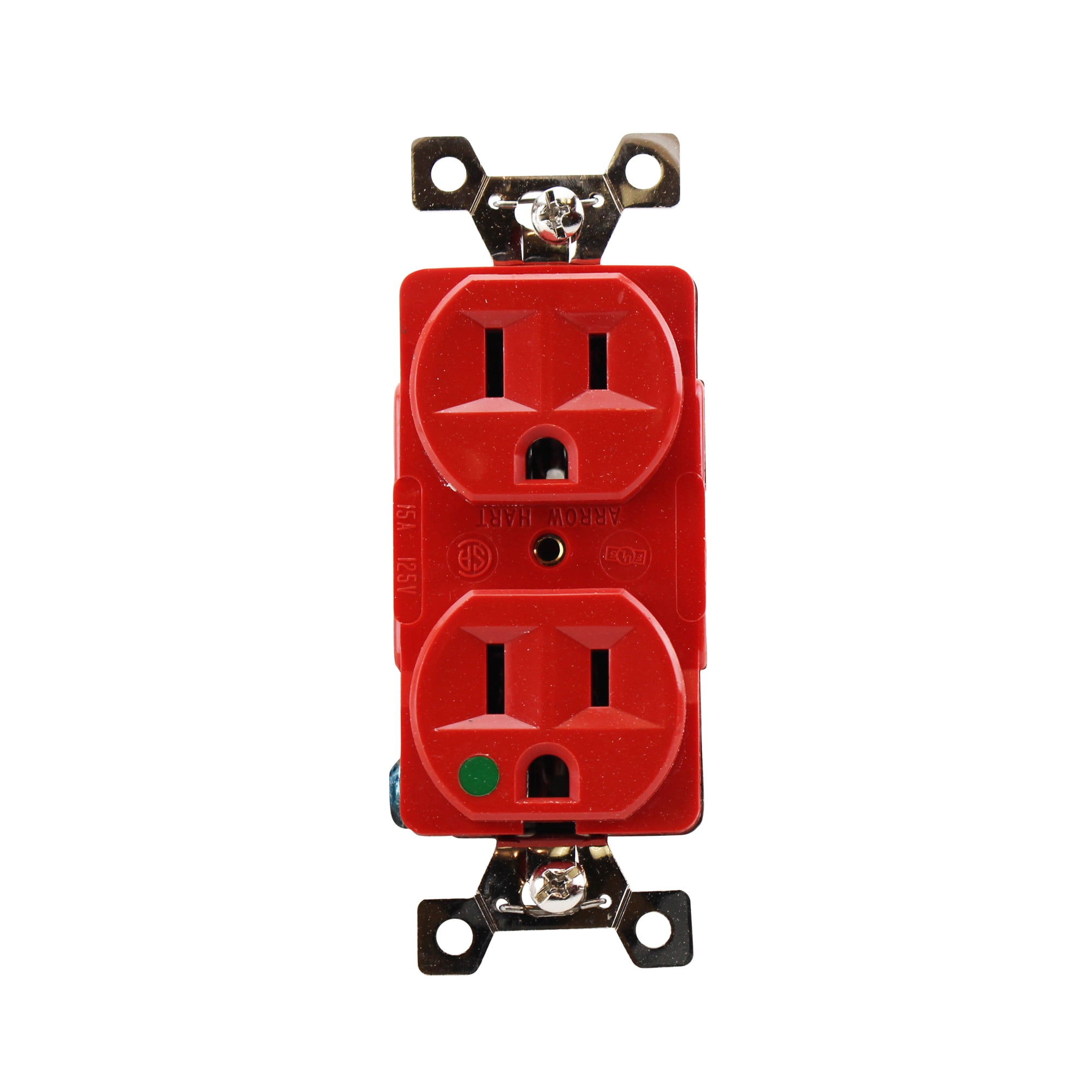 Arrow Hart 8200RED Nema 5-15R Duplex Receptacle 2P 125V Hospital Grade ...