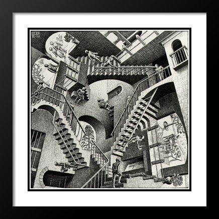 Relativity 25x25 Framed and Double Matted Art Print by M.C. Escher ...