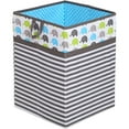 Bacati - Elephants Aqua/Lime/Gray Cotton Percale Fabric covered Storage ...