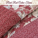 Cozy Line Home Fashions Queen Quilt Set, Red Floral Patchwork ...