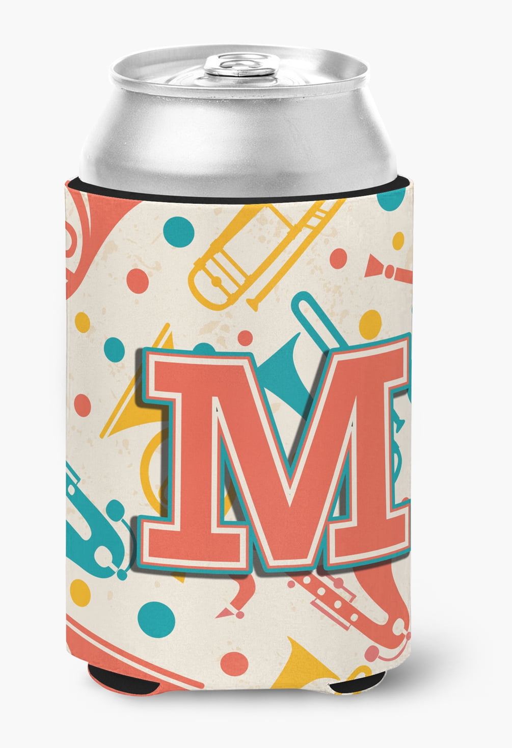 Letter M Retro Teal Orange Musical Instruments Initial Can or Bottle ...