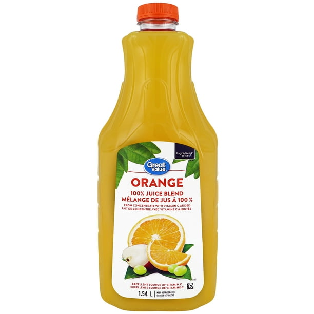 Great Value Orange 100% Juice Blend From Concentrate with Vitamin C ...