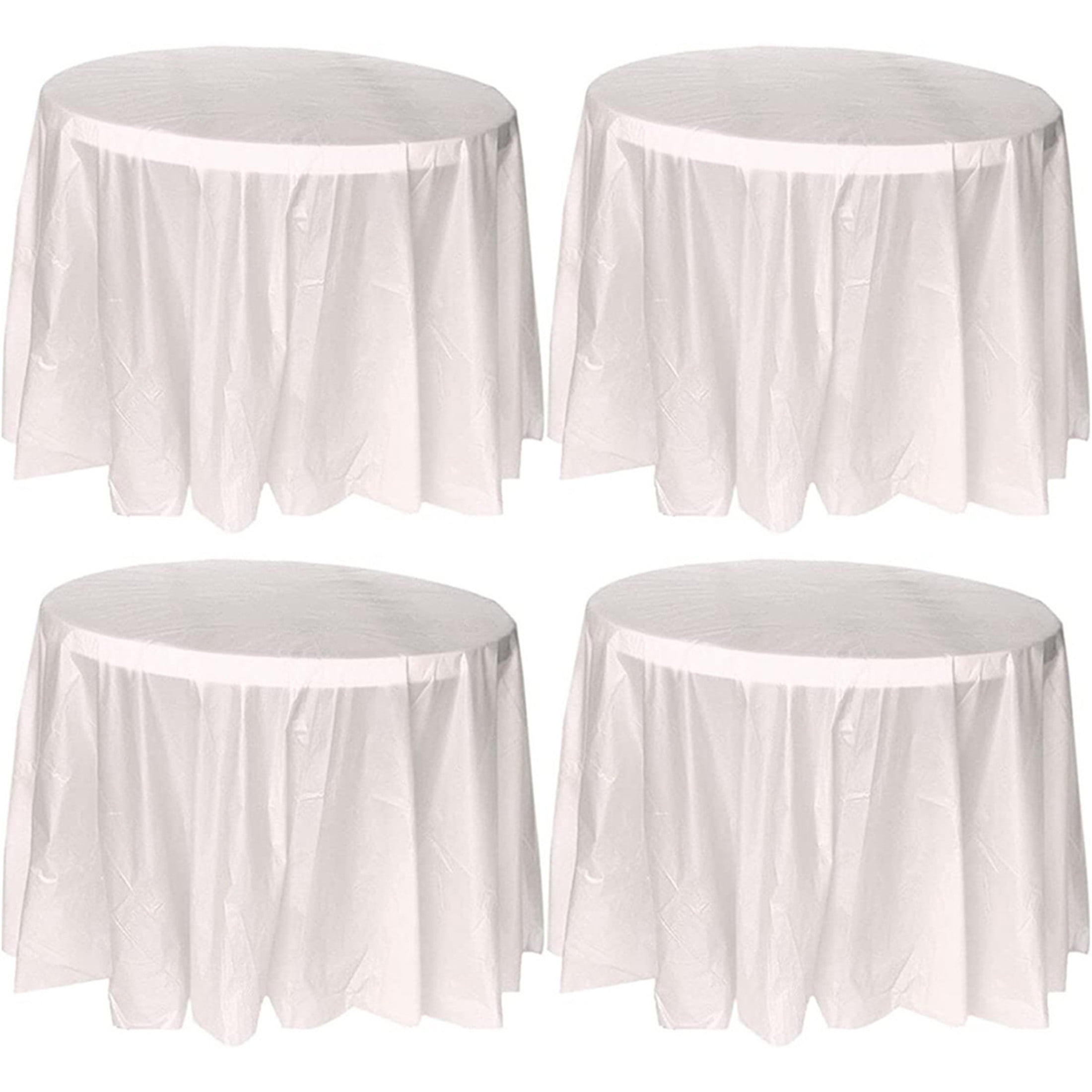 4 Pack of Round Disposable Plastic 84 Inch Tablecloths Party Wedding ...