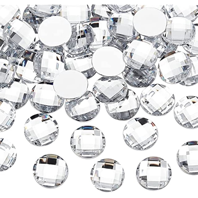 80 Pcs 25mm Flat Back Round Acrylic Rhinestone Gems with Container ...