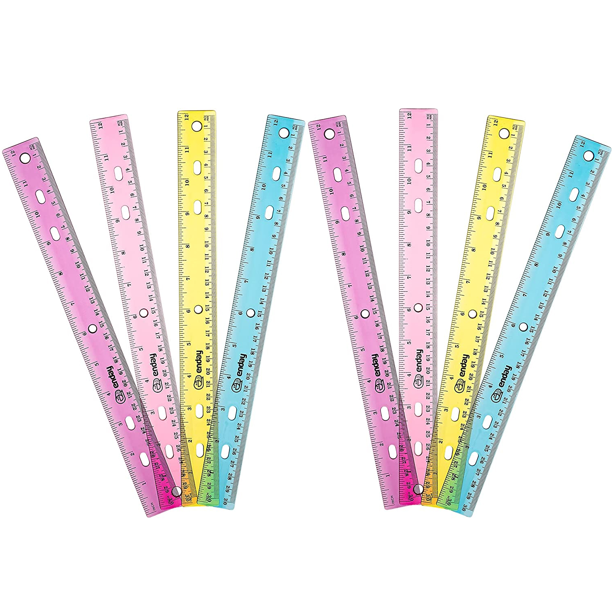 Enday Ruler Straight Edge Semi-Flexible 12 Inch Rulers for Kids and ...