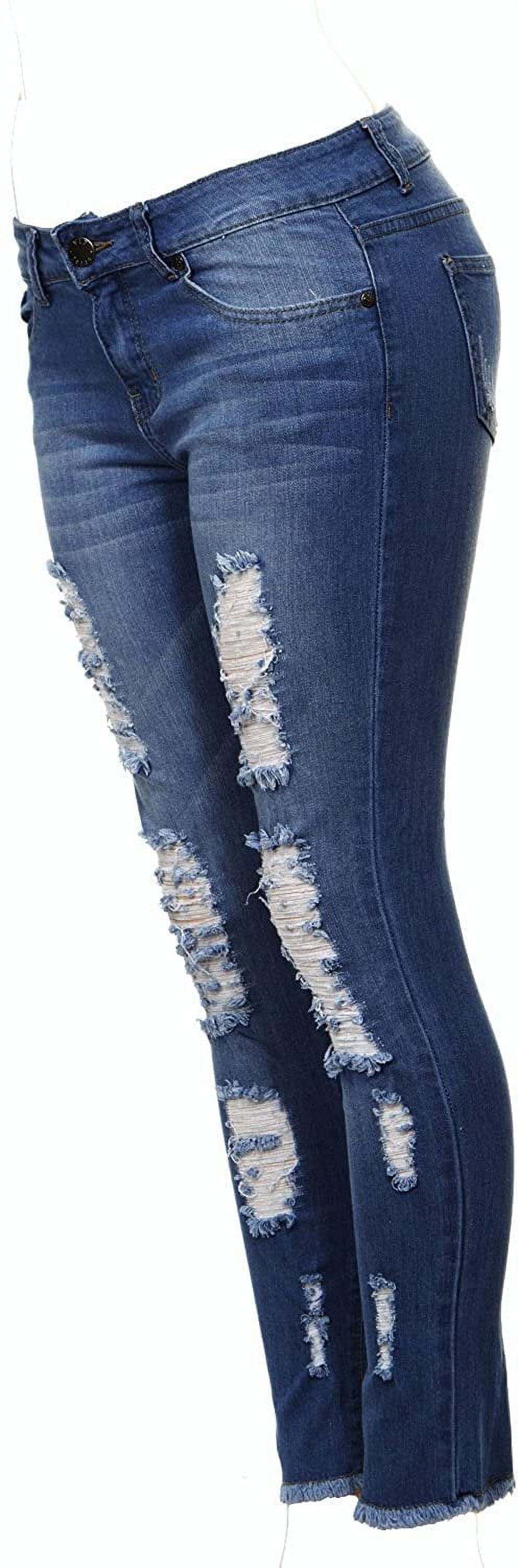 Cute Trendy Stone Washed Torn Ripped Distressed Skinny Jeans Juniors ...