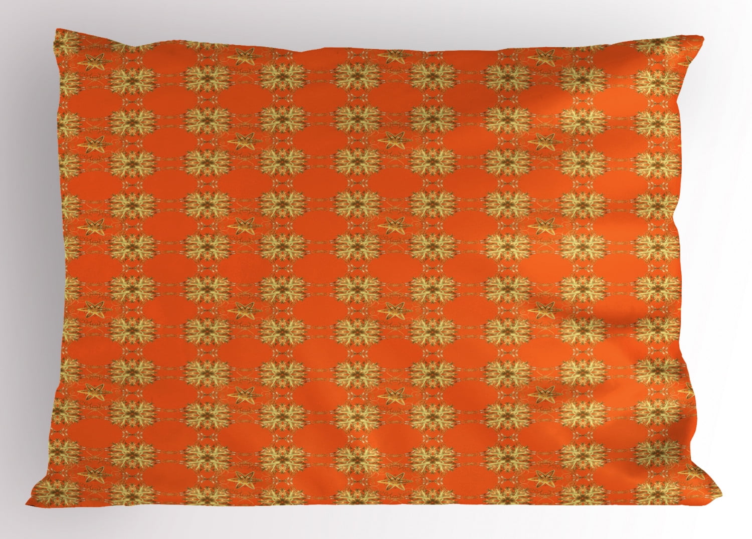 yellow-damask-pillow-sham-eastern-style-abstract-interlaced-motif-as