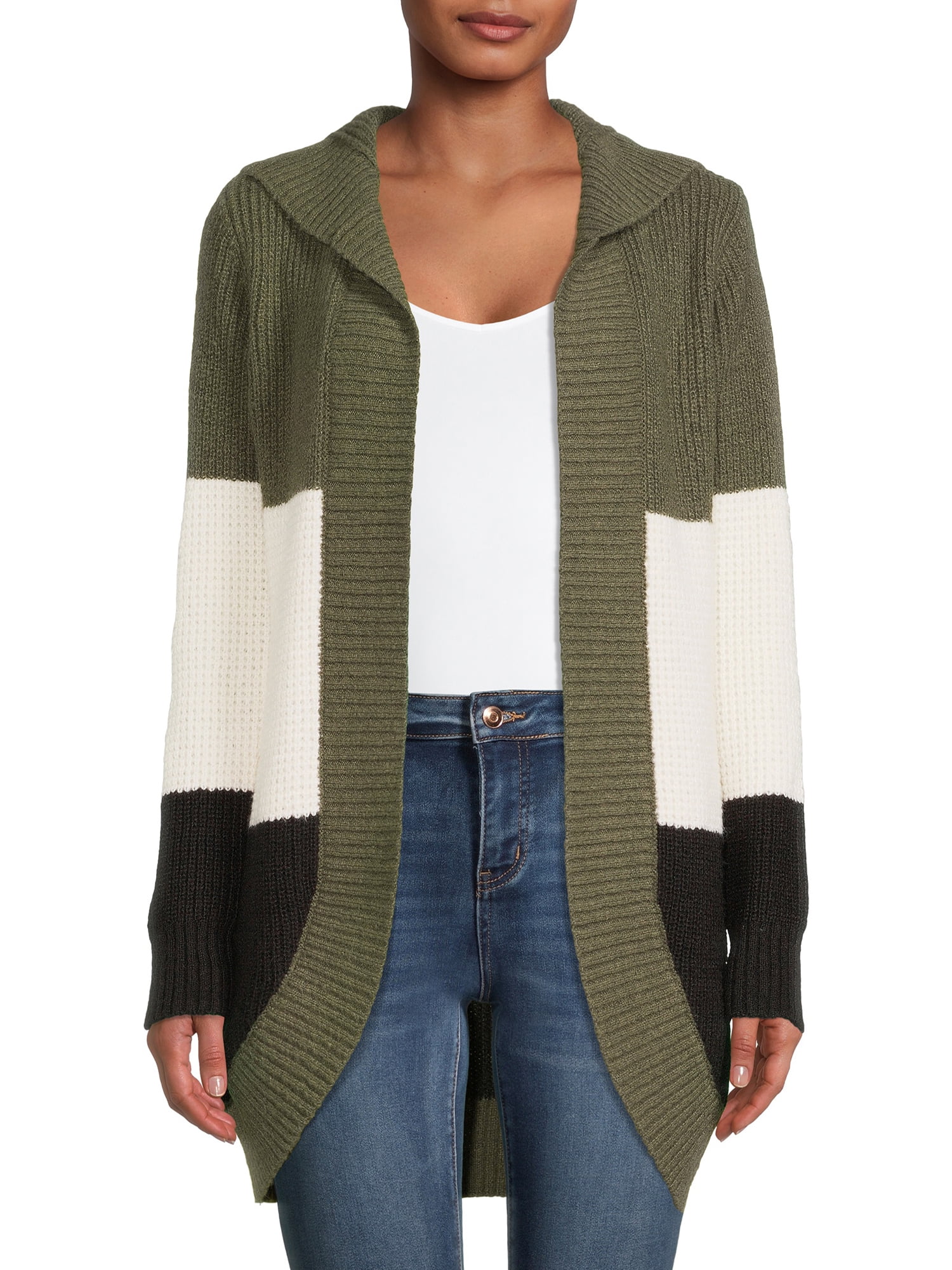 No Boundaries Juniors’ Color Blocked Cocoon Cardigan - Walmart.com