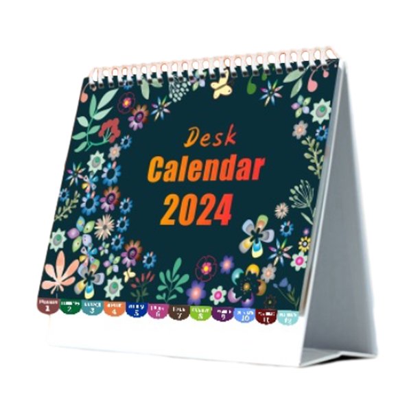 Desk Calendar 2024, Monthly Desktop Calendar, Standing Flip Calendar ...