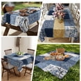 Blue Geometric Retro Patchwork Table Cloth 60x60in, Waterproof Square ...