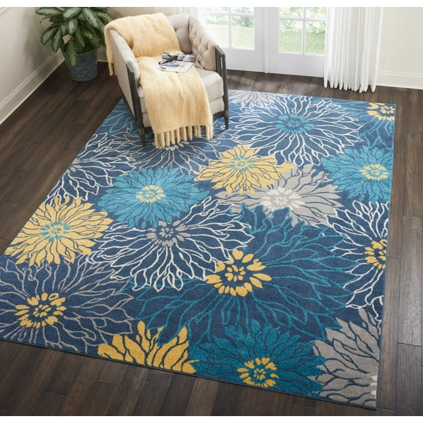 Nourison Passion Floral Blue 8' x 10' Area Rug, (8x10) - Walmart.com