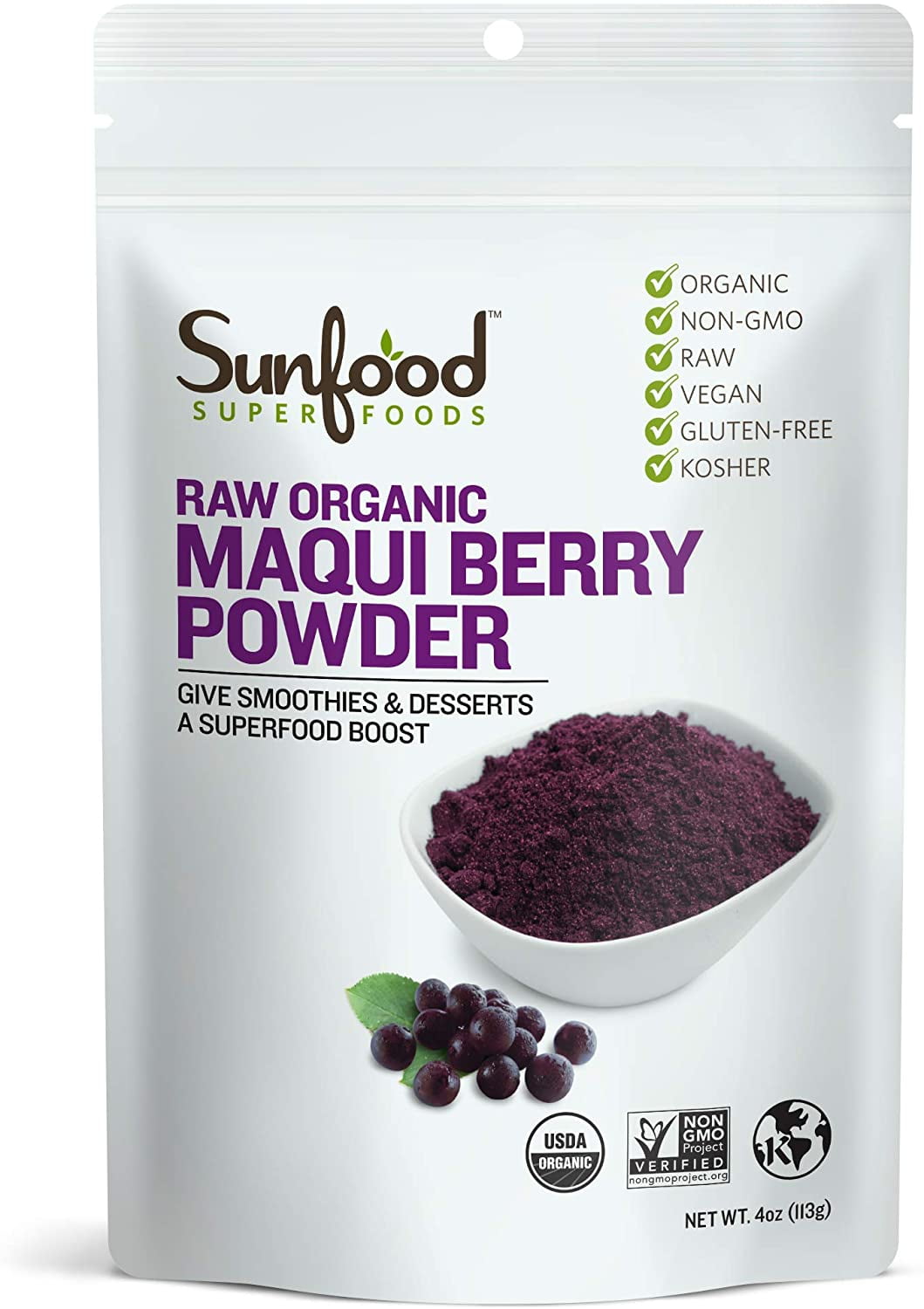 Sunfood Superfoods Organic Maqui Berry Powder, 4 oz