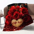 1pc Red Rose Flower Print Blanket Contemporary Bedspread Suitable for ...