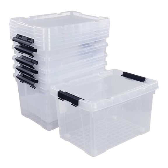 HART 200 Quart Latching Rolling Plastic Storage Bin Container W. Pull ...