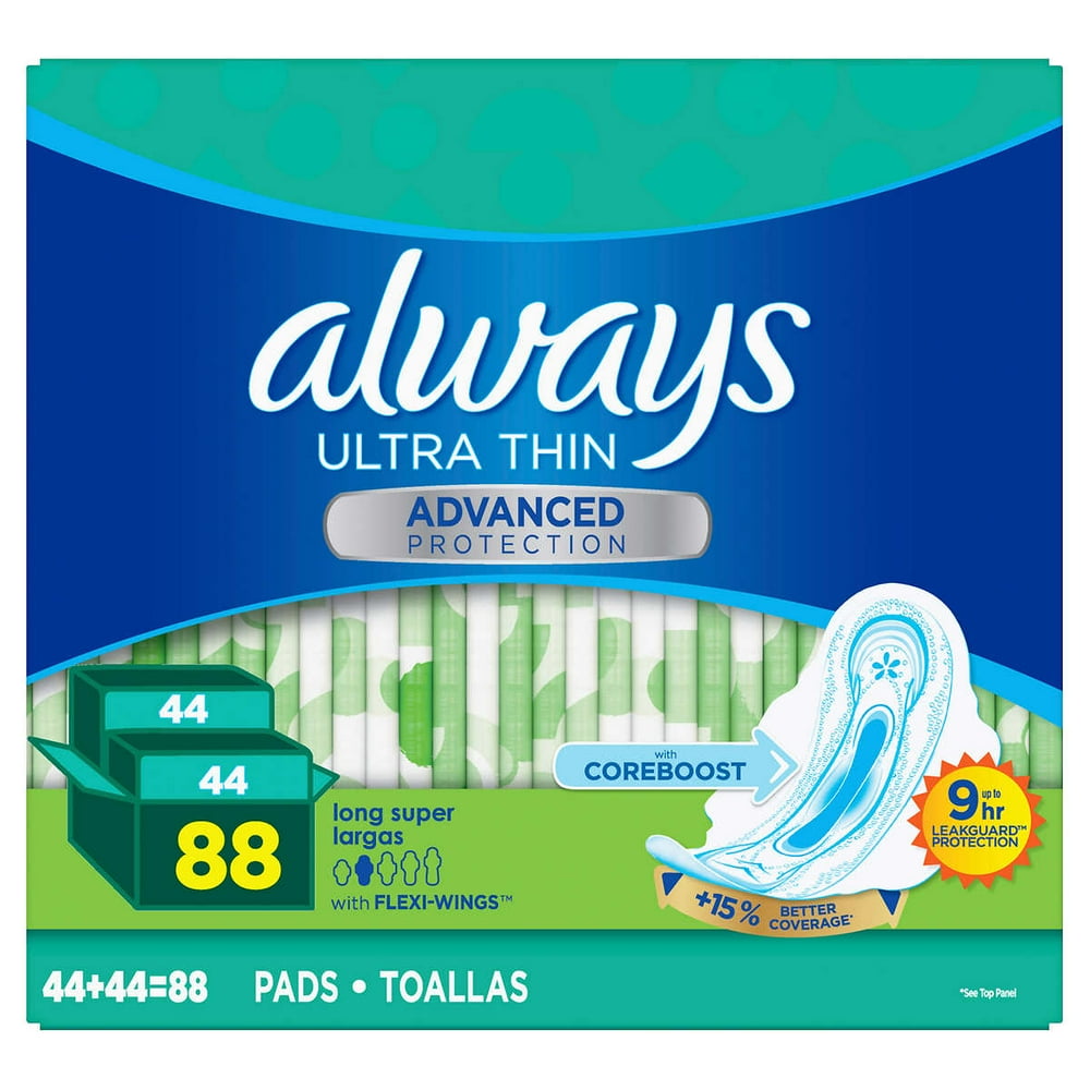 Always Ultra Thin Advanced Long Pads 88 count Walmart Walmart always-ultra-thin-advanced-long-pads-88-count-walmart-walmart