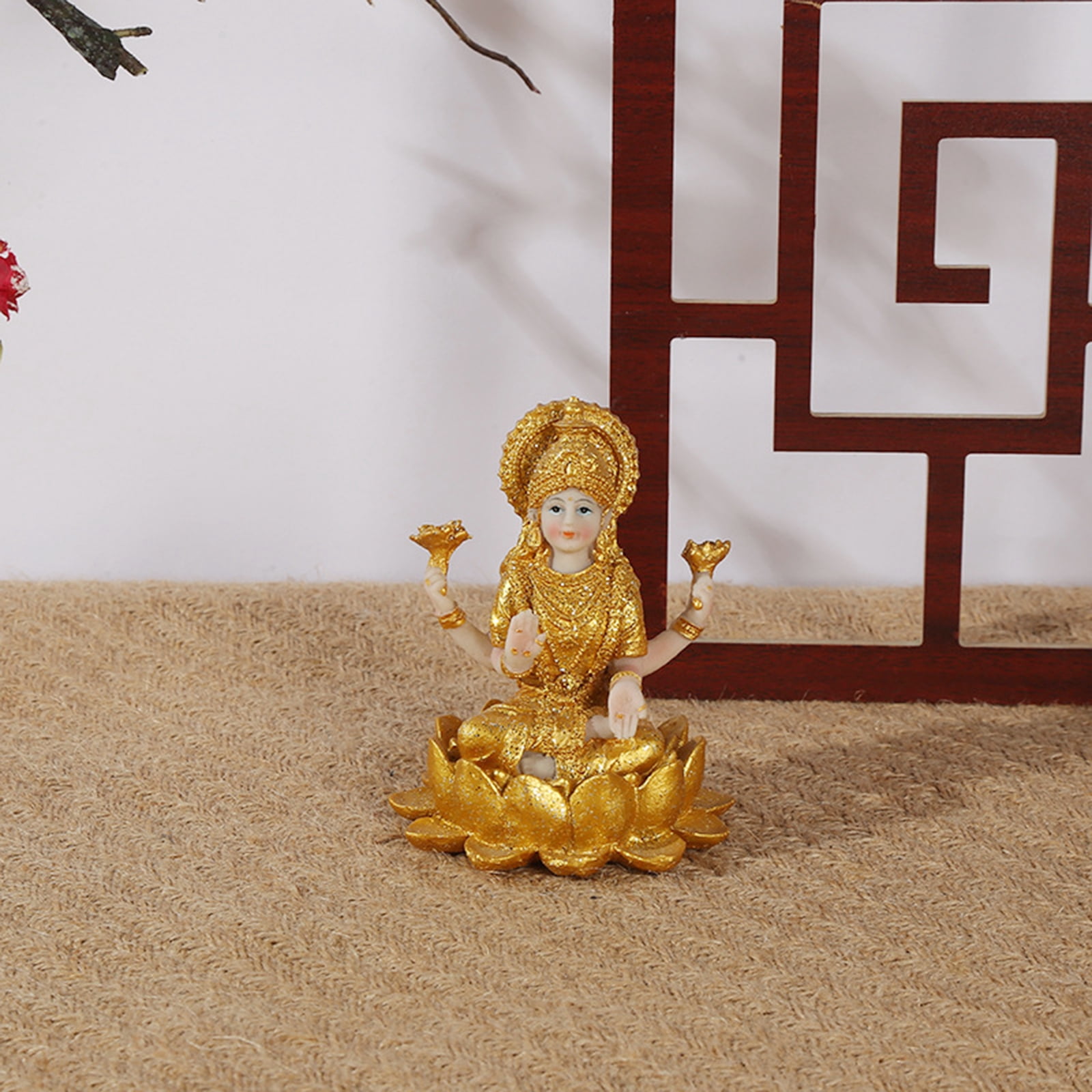 Buy Mini Hindu Goddess Gold Indian Buddha Statue Sitting Buddhism ...