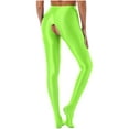 Iixpin Womens Crotchless Stockings Tights Footed Leggings High Waist Pantyhose Fluorescent Green