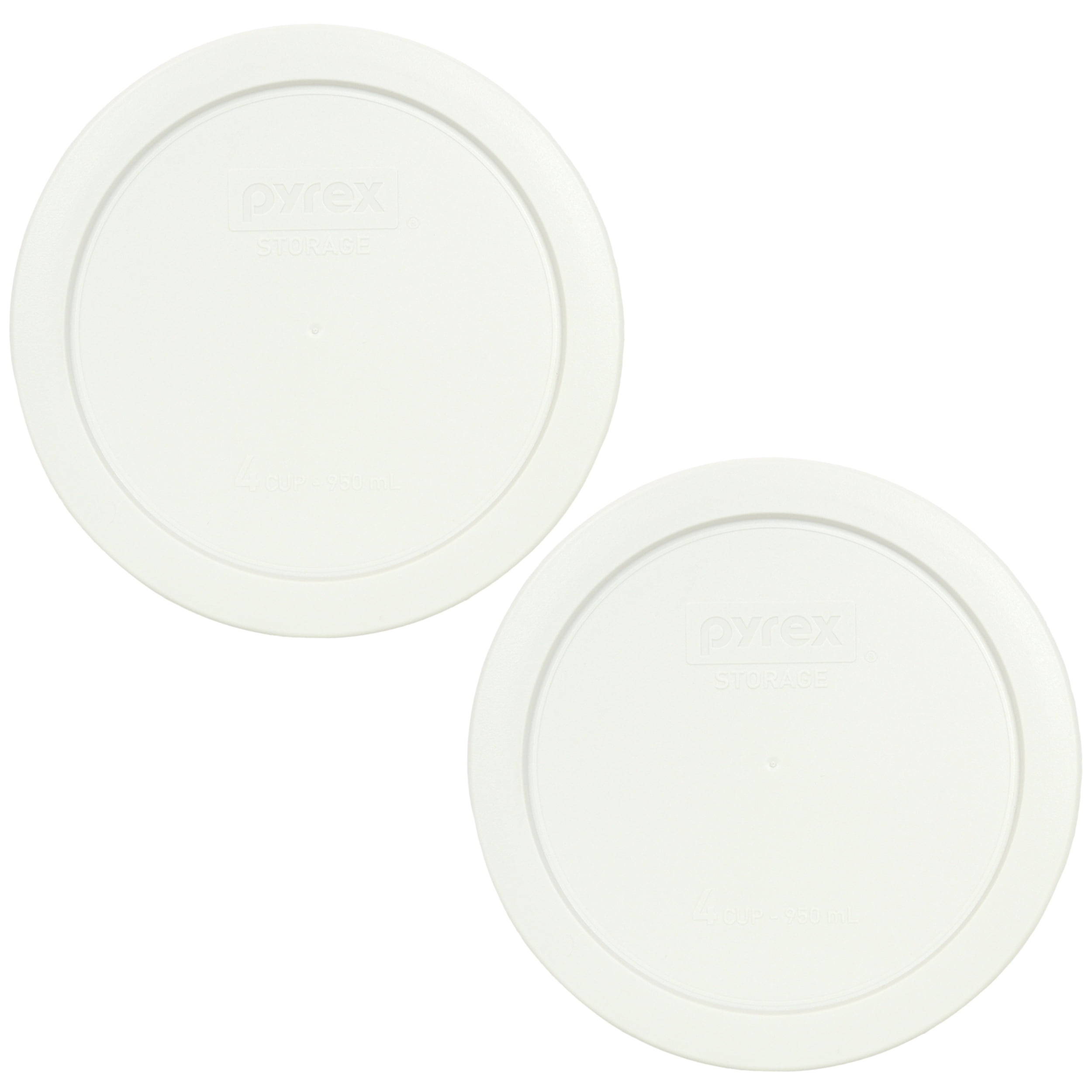 Pyrex 7201-PC White Round Plastic Storage Replacement Lid Cover (2-Pack ...