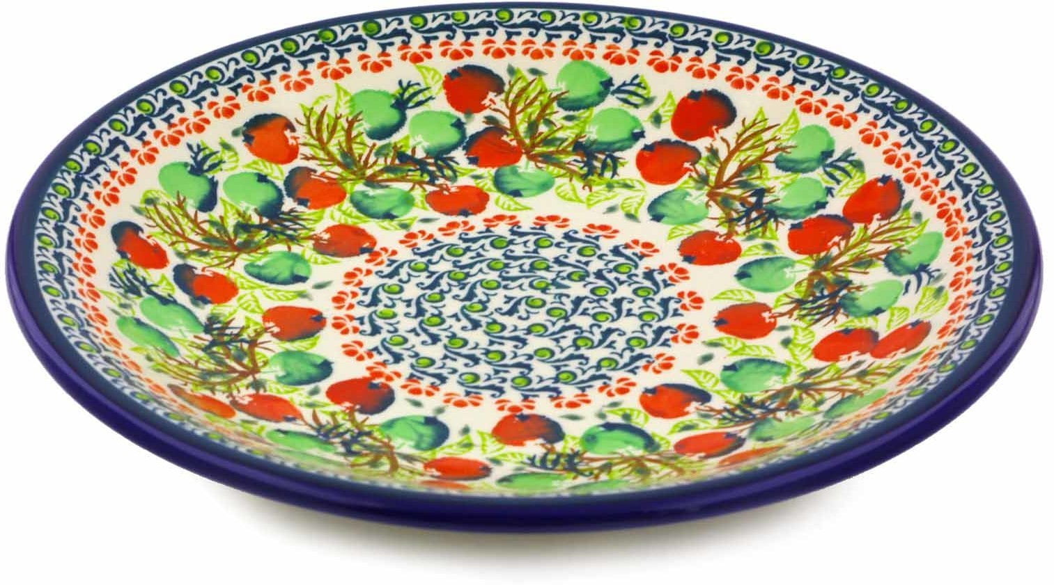 Polish Pottery 10¾-inch Dinner Plate (Red And Green Berries Theme) Hand ...