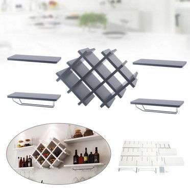 White Wall Mounted Wine Bottle Display Rack Storage Holder - Walmart.com