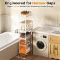 5-Tier Kitchen Storage Cart with Wheels, Pull-Out Baskets, Wood Top and ...