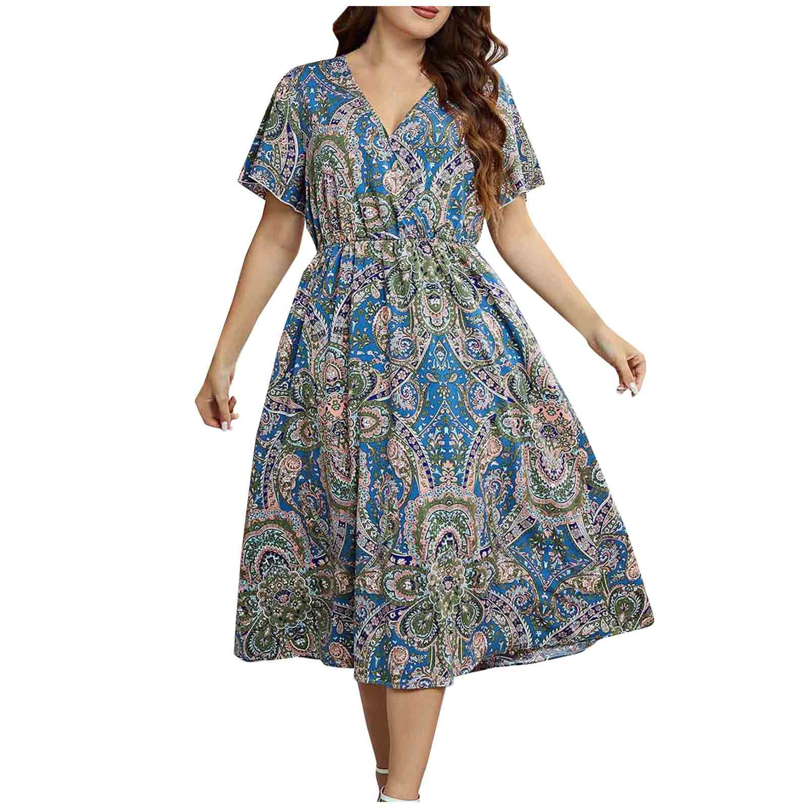Plus Size Summer Dresses for Women Beach Floral Sundress Women Oversize ...