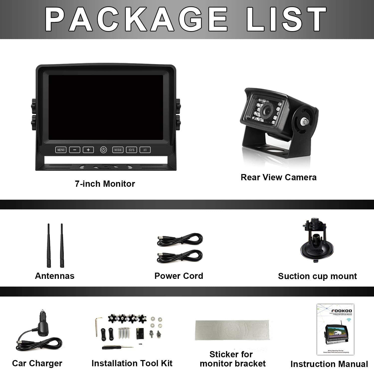 井草快適ショップFookoo II HD Wired Backup Camera System Kit,10 inch Dual Split ...