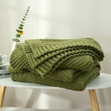 LONG CREATE Soft Knitted Throw Blanket 60" x 80" Olive Green, Boho ...