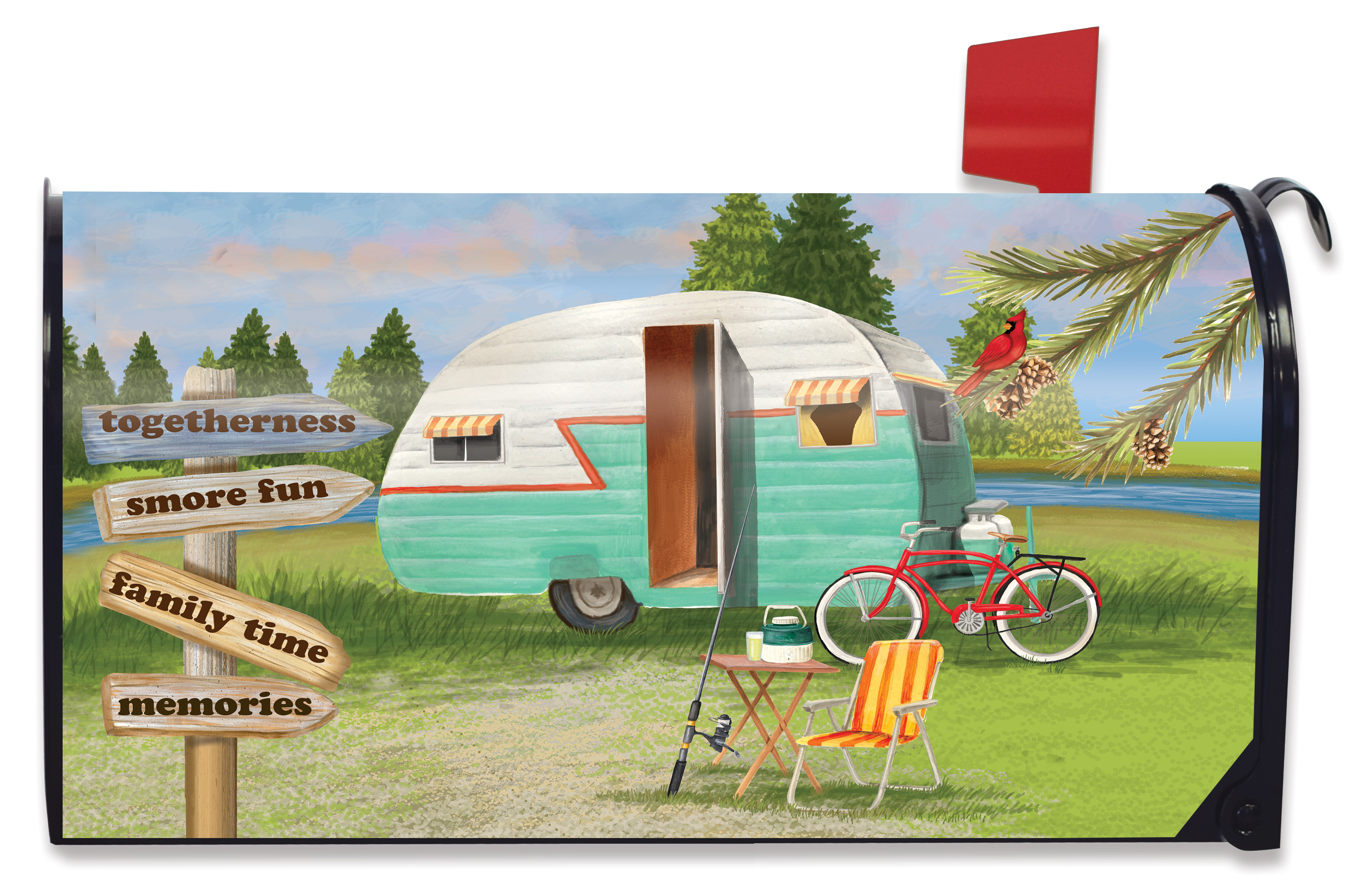 Woodsy Camper Summer Magnetic Mailbox Cover Camping Standard Briarwood ...