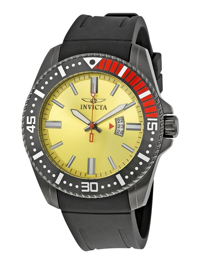 Invicta Men's Pro Diver Yellow Dial Black Polyurethane Watch 21448 ...