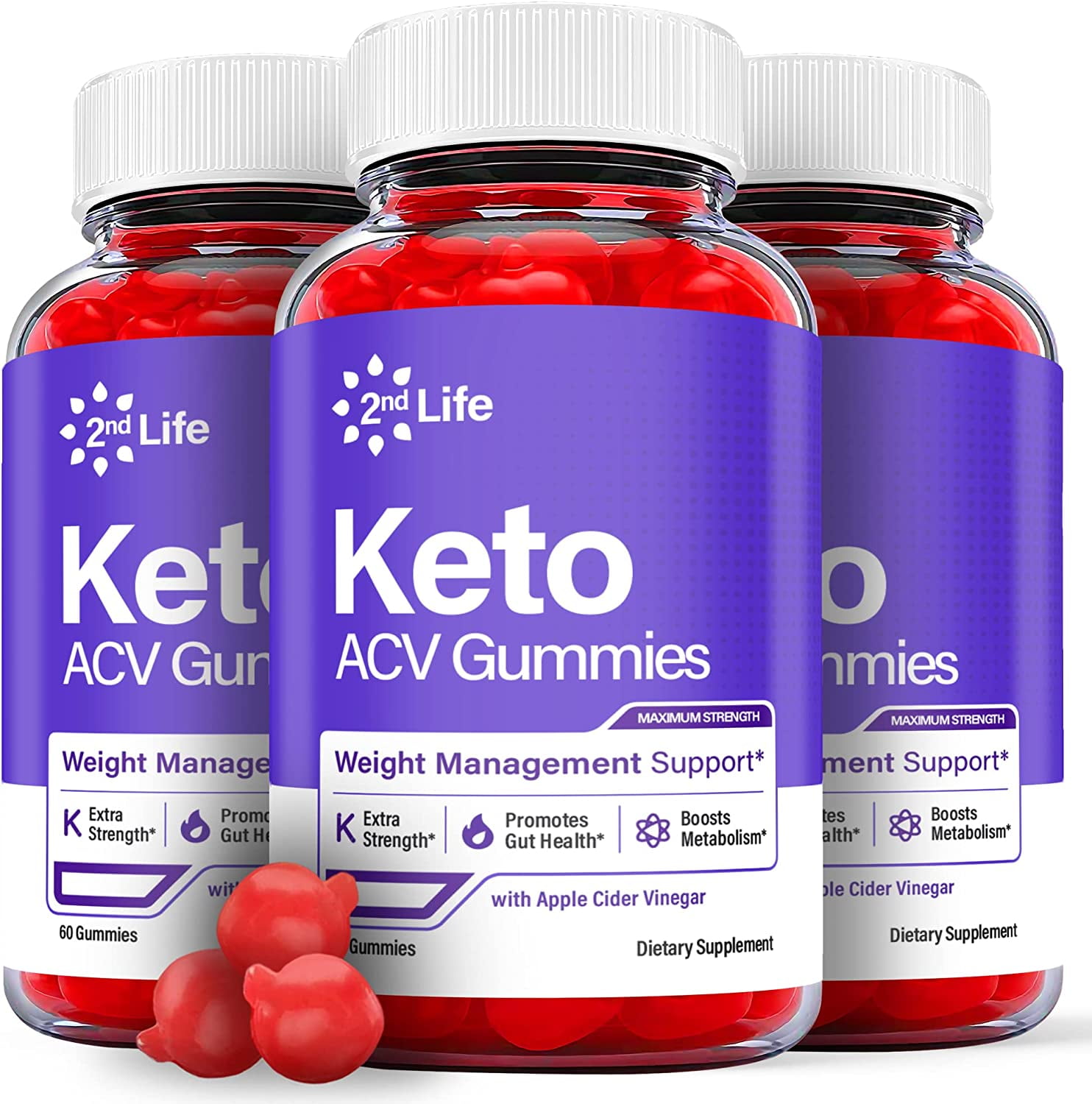 (3 Pack) 2nd Life Keto ACV Gummies - Supplement for Weight Loss ...