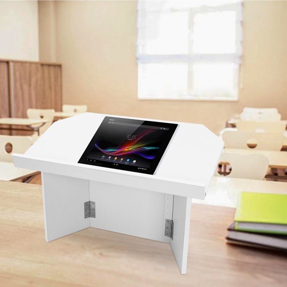 INTBUYING Speech Podium Acrylic Clear Lectern Pulpit with LED & Wheels ...
