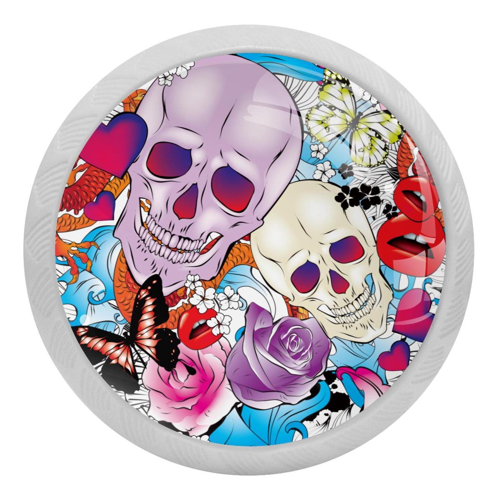 4PCS Round Skull Cabinet Fluorescence Knob Glowing in the Dark ...