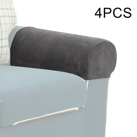 MOFUCA 4pcs Soft Velvet Sofa Armrest Cover Home Universal With Sticker ...