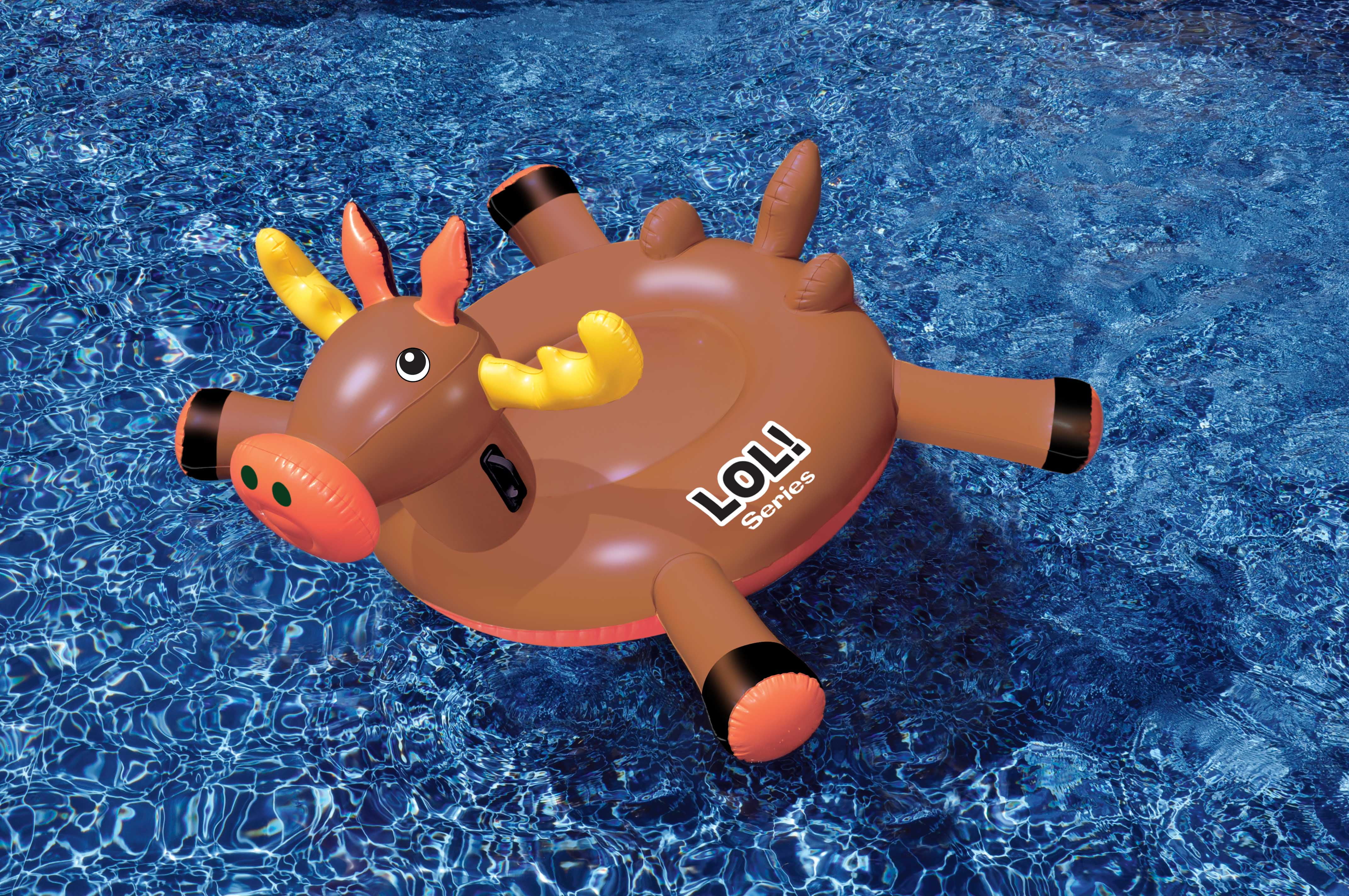Swimline LOL 54 inch Moose Inflatable Ride-On Toy for Swimming Pool ...